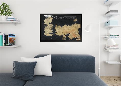 17 Stories Game Of Thrones Westeros Essos Map Black Wood Framed Poster 20x14 Wayfair