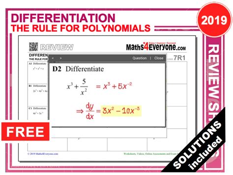 Gcse Revision Differentiation The Rule For Polynomials Teaching