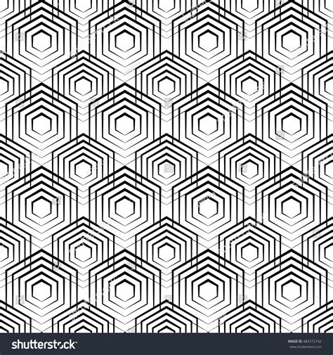 Seamless Hexagon Monochrome Pattern Repeating Geometric Stock Vector Royalty Free 483372742
