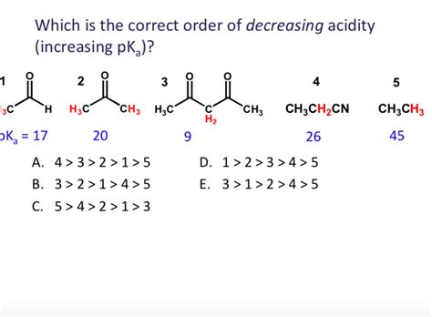 Solved Which is the correct order of decreasing acidity | Chegg.com
