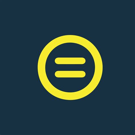 Round Yellow Icon Of Equals Symbol On Dark Blue Background Basic