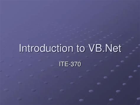 Ppt Introduction To Vbnet Powerpoint Presentation Free Download