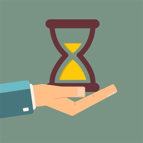 Рука держащая песочные часы векторная иллюстрация концепции денег Премиум векторы