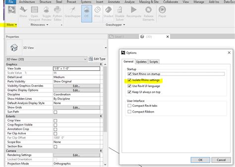 Default Toolbar Differences Rhino Rhino Inside Revit Revit Mcneel