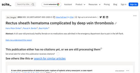 Rectus Sheath Hematoma Complicated By Deep Vein Thrombosis Scite Report