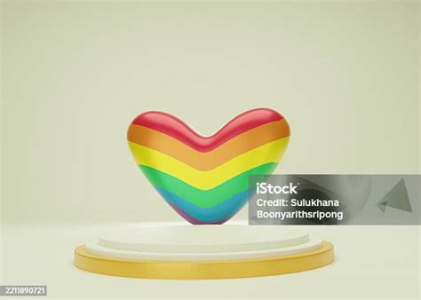 3d 렌더링 연단은 Lgbtq 프라이드 데이 및 행사를 위한 다채로운 색상 배경입니다 빈 제품 선반 서 있는 배경 3차원 형태에 대한 스톡 사진 및 기타 이미지 Istock