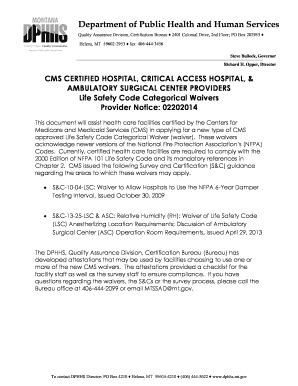 Fillable Online Dphhs Mt Categorical Waivers Hospital And ASC