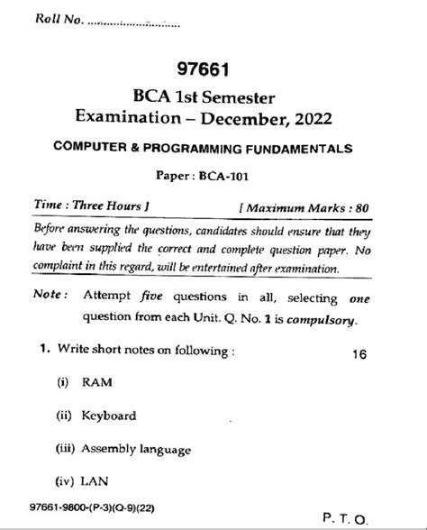 Mdu Bca Cpf Previous Year Solved Question Paper 1st Sem