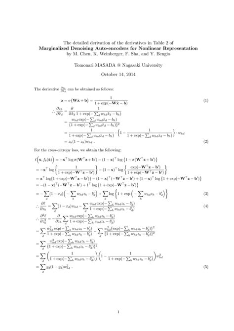 The Detailed Derivation Of The Derivatives In Table 2 Of Marginalized