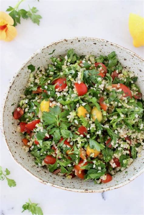 Healthy Bulgur Wheat Salad Recipe ~ Tabouli • Veggie Society