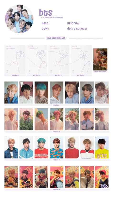 Bts Love Yourself Photocard Template Social Calendar Templates
