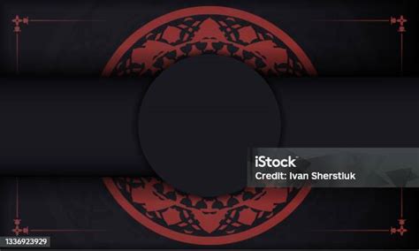 그리스 패턴엽서 인쇄 디자인용 템플릿입니다 고급 장식품과 로고 및 텍스트가 있는 블랙 레드 배너 템플릿 0명에 대한 스톡 벡터