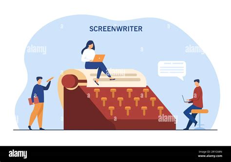 Tiny People Surrounding Giant Typewriter Stock Vector Image And Art Alamy