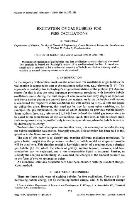 Pdf Excitation Of Gas Bubbles For Free Oscillations