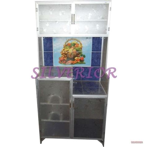 Promo Rak Lemari Piring 2 Pintu Magic Kaca Aluminium Polos Diskon