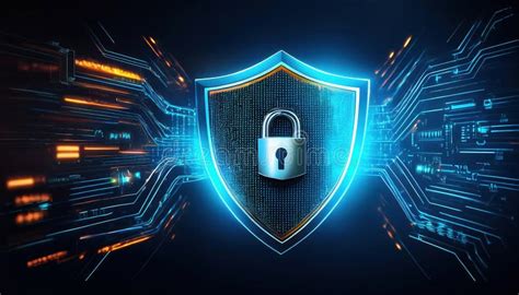 Glowing Shield With Padlock In Secure Cyber Environment Representing Digital Protection And