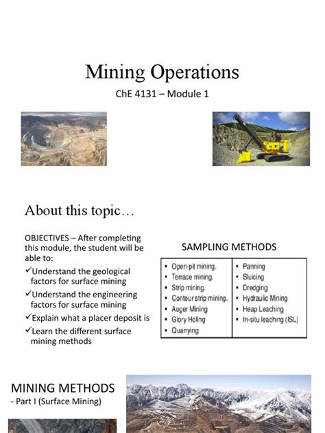mining operations che4131 module 1 pdf mining materials