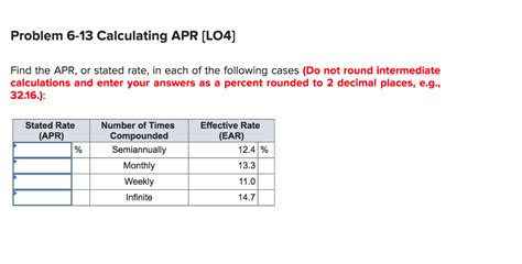 Solved Problem 6 13 Calculating APR LO4 Find The APR Or Chegg Com