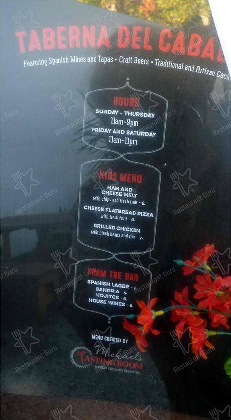 Menu At Taberna Del Caballo Pub And Bar St Augustine