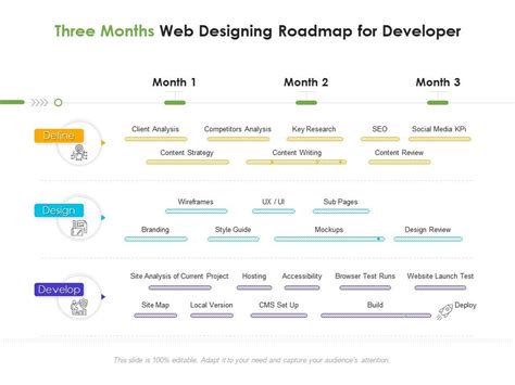 Three Months Web Designing Roadmap For Developer Presentation