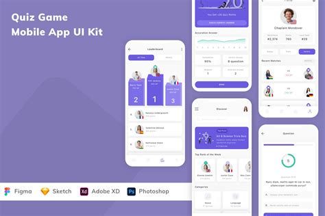 Quiz Game Mobile App Ui Kit Ui Kits And Libraries ~ Creative Market