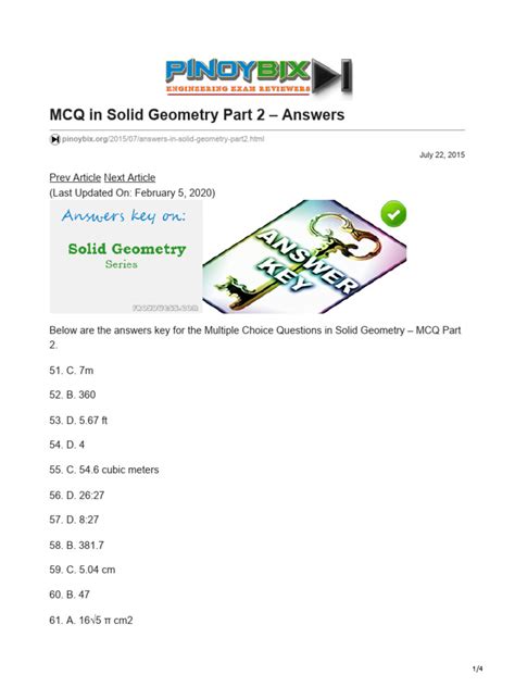 Solid Geometry Part 2 Answers Pdf