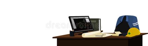 An Engineer Is Checking Drawing Stock Vector Illustration Of Isolate