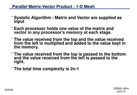 Ppt Cse621 Parallel Algorithms Lecture 4 Matrix Operation Powerpoint