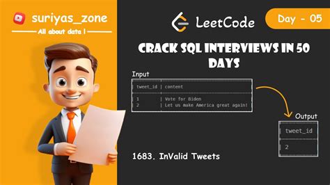 5 1683 Invalid Tweets Sql Interview Question Data Engineer Interview Questions Youtube