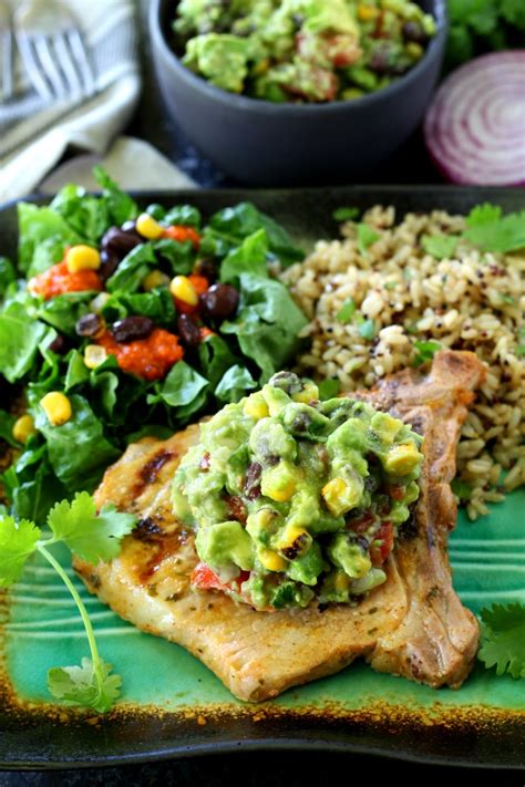 Cilantro Lime Grilled Pork Chops With Southwestern Guacamole Kims