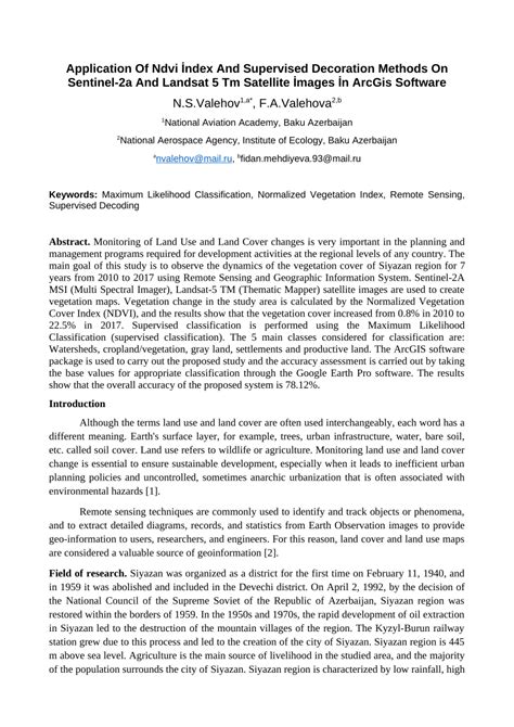 PDF Application Of Ndvi İndex And Supervised Decoration Methods On