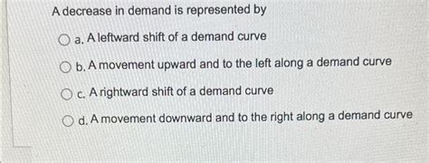 Solved A Decrease In Demand Is Represented Bya ﻿a Leftward