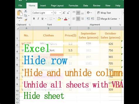 How to hide row, column, window and sheet in Excel (unhide all sheets with VBA) - YouTube