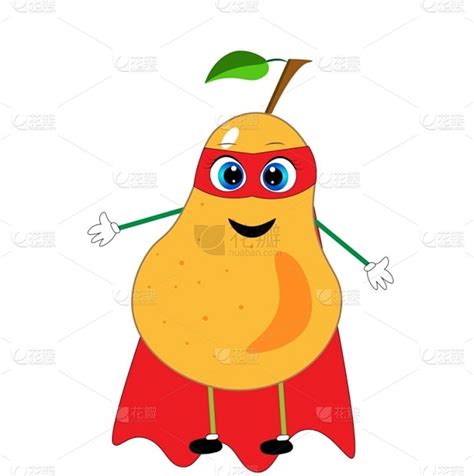 卡通梨矢量绘画插图素食可爱的蔬菜清新