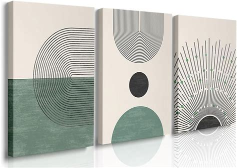 Mid Century Modern Art Print Set Of 3boho Wall Decor Bedroomsage