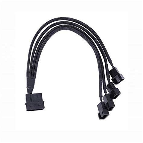 buy 4 pin molex to 4 x 3 4 pin pc case fan sleeved adapter cable 3 pin or 4 pin pwm connector