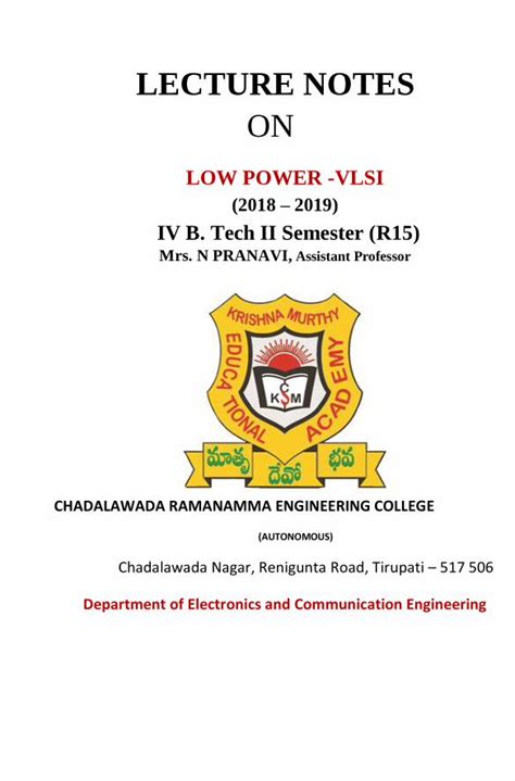 Pdf Low Power Vlsi · 2019 01 30 · Battery Driven System Cad Tools