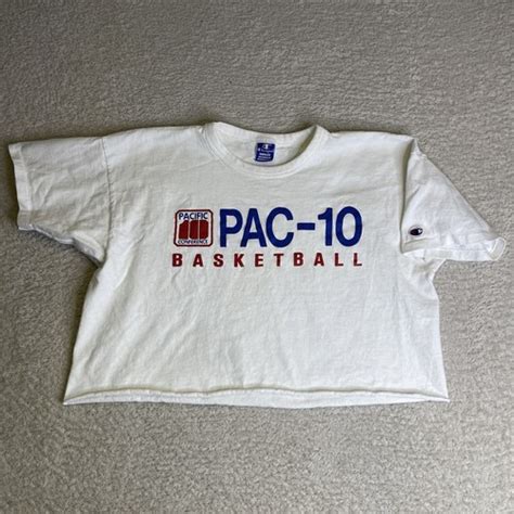 Vintage 90s Champion Pac 10 Basketball T Shirt Adult 2xl White Cropped