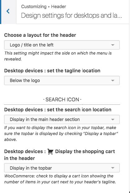 Managing The Header Menus In The Customizr Theme Press Customizr Documentation