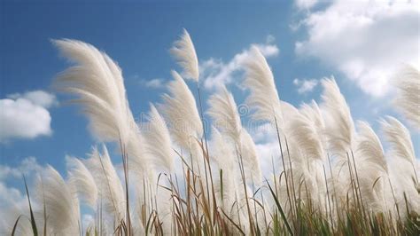Pampas Grass In The Sky Abstract Natural Background Of Soft Plants