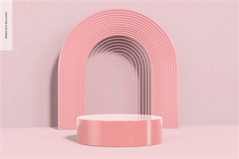 Pódios Rosa Brilhante Com Maquete De Cenários Arqueados Psd Grátis