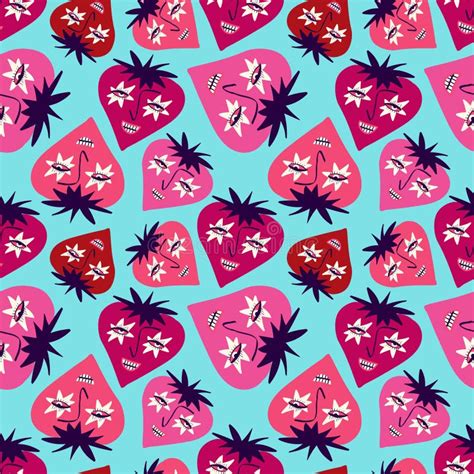 Bright Valentines Day Seamless Pattern Crazy Berries Stock Vector