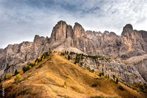 Sella Group With Piscadu Val Gardena Pass Passo Gardena Natural Park