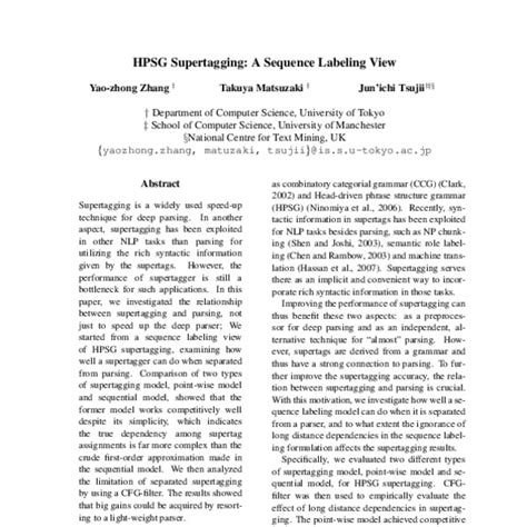 Hpsg Supertagging A Sequence Labeling View Acl Anthology