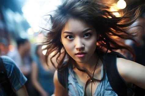 A Nice Looking Asian College Girl Dancing In A Club Premium Ai
