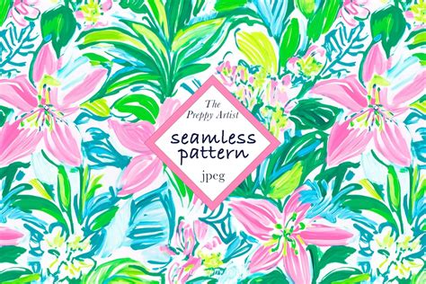 Instant Download Preppy Floral Pattern Seamless Preppy Flower Pattern