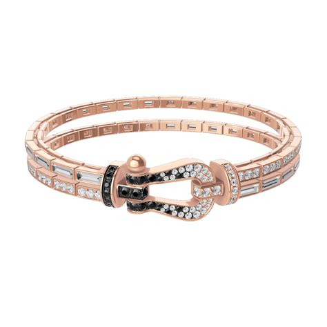 Force 10 Bracelet 18k Pink Gold And Black And White Diamonds Large