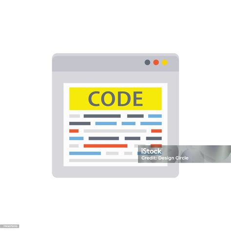 Source Code Vector Flat Icon Stock Illustration Download Image Now Coding Computer
