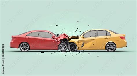 Poster Clean Vector Design Of Two Cars Colliding In A Side Impact