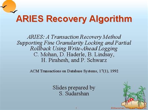Aries Recovery Algorithm Aries A Transaction Recovery Method